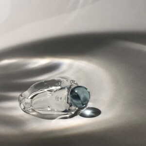 Light Blue Bubble Glass Ring - Sleek Minimalist Borosilicate Jewelry ...