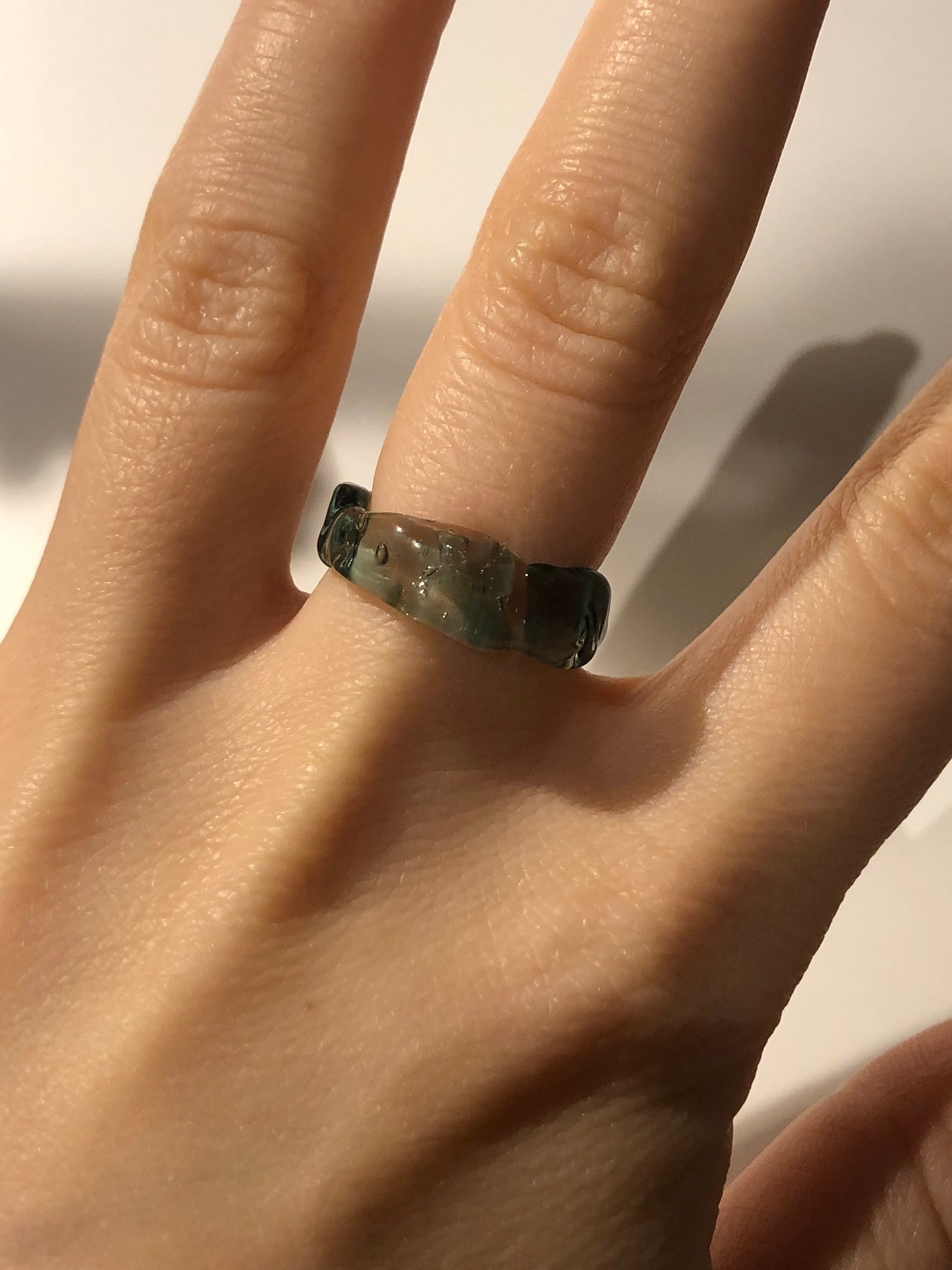 Handcrafted Turquoise Glass Ring: Water Drop Design - Etsy
