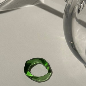Handmade Forest Green Glass Ring: Minimalist Borosilicate Jewelry - Etsy