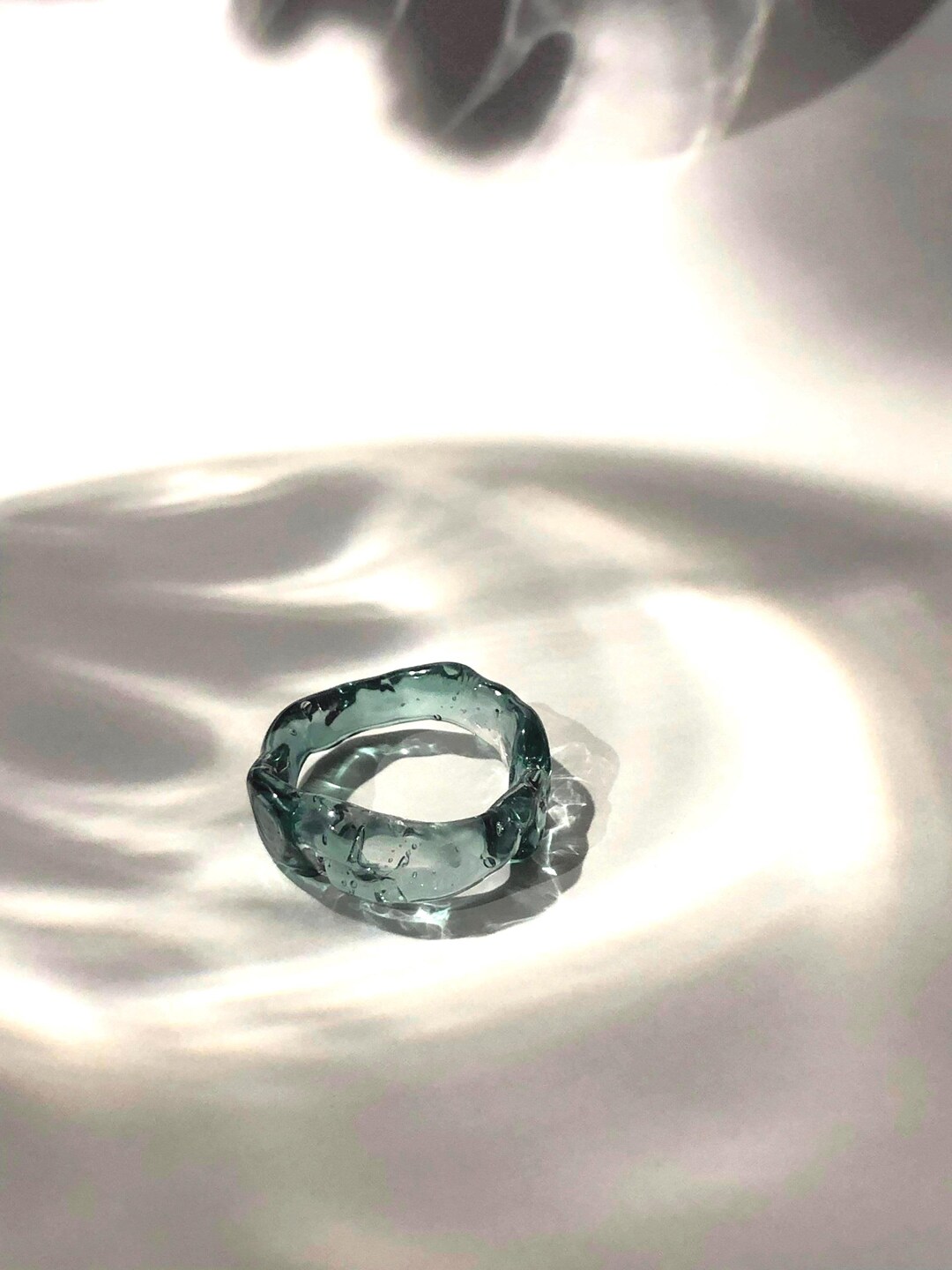 Turquoise Glass Ring - Mystical Water Drop Design, Handcrafted Jewelry ...