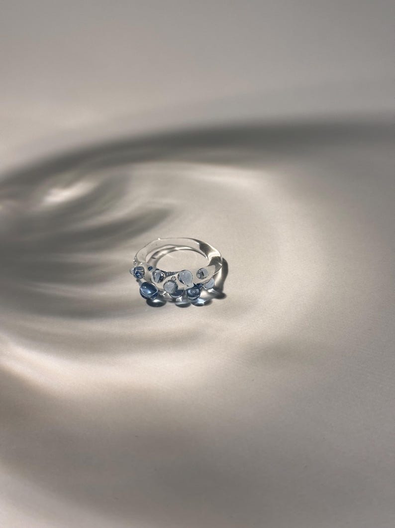 Handmade Blue Dotted Glass Ring: Minimalist Borosilicate Jewelry - Etsy