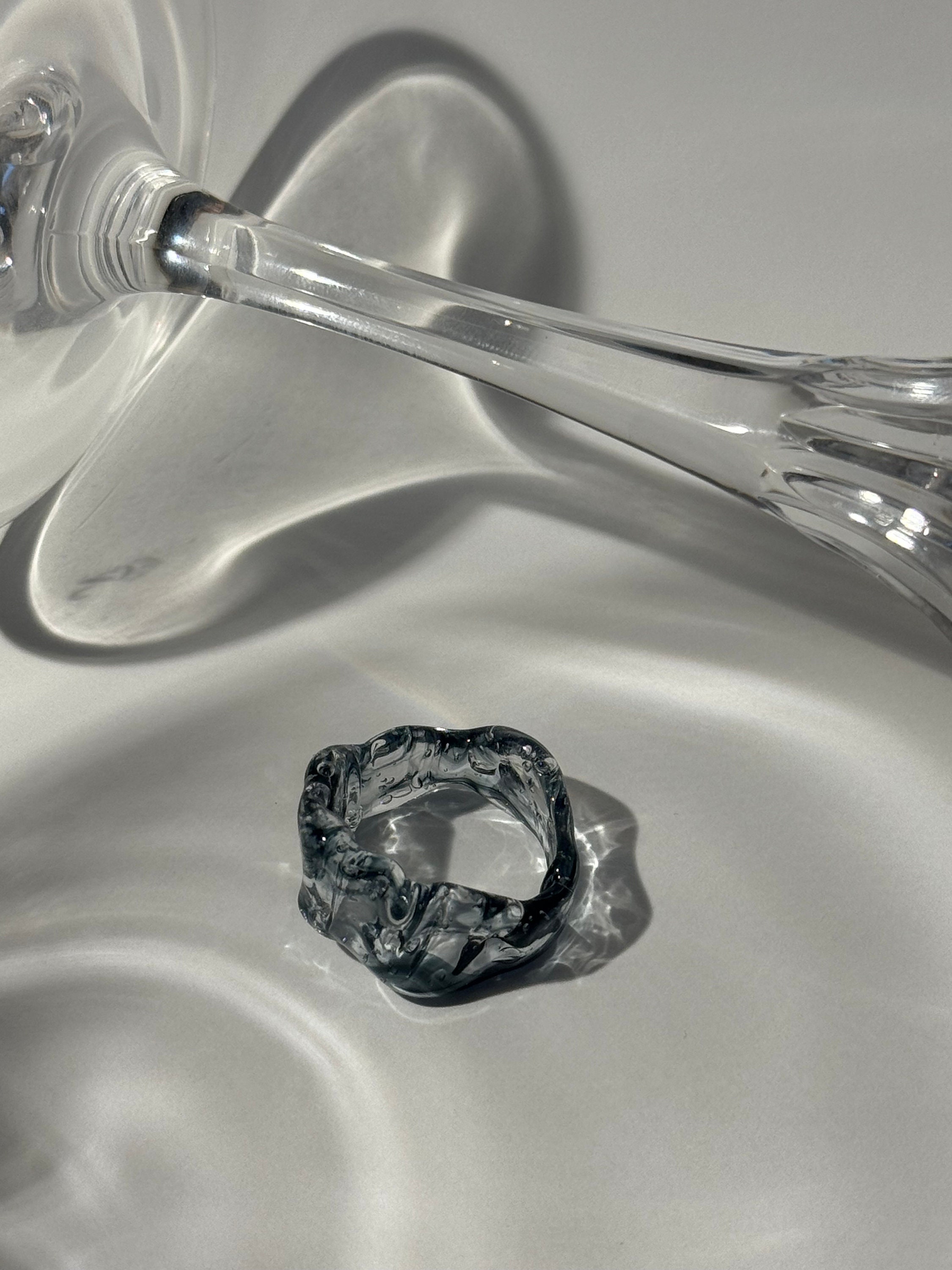 Black Clear Glass Ring: Handmade Borosilicate Jewelry - Etsy