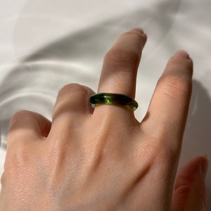 Handmade Forest Green Glass Ring: Minimalist Borosilicate Jewelry - Etsy