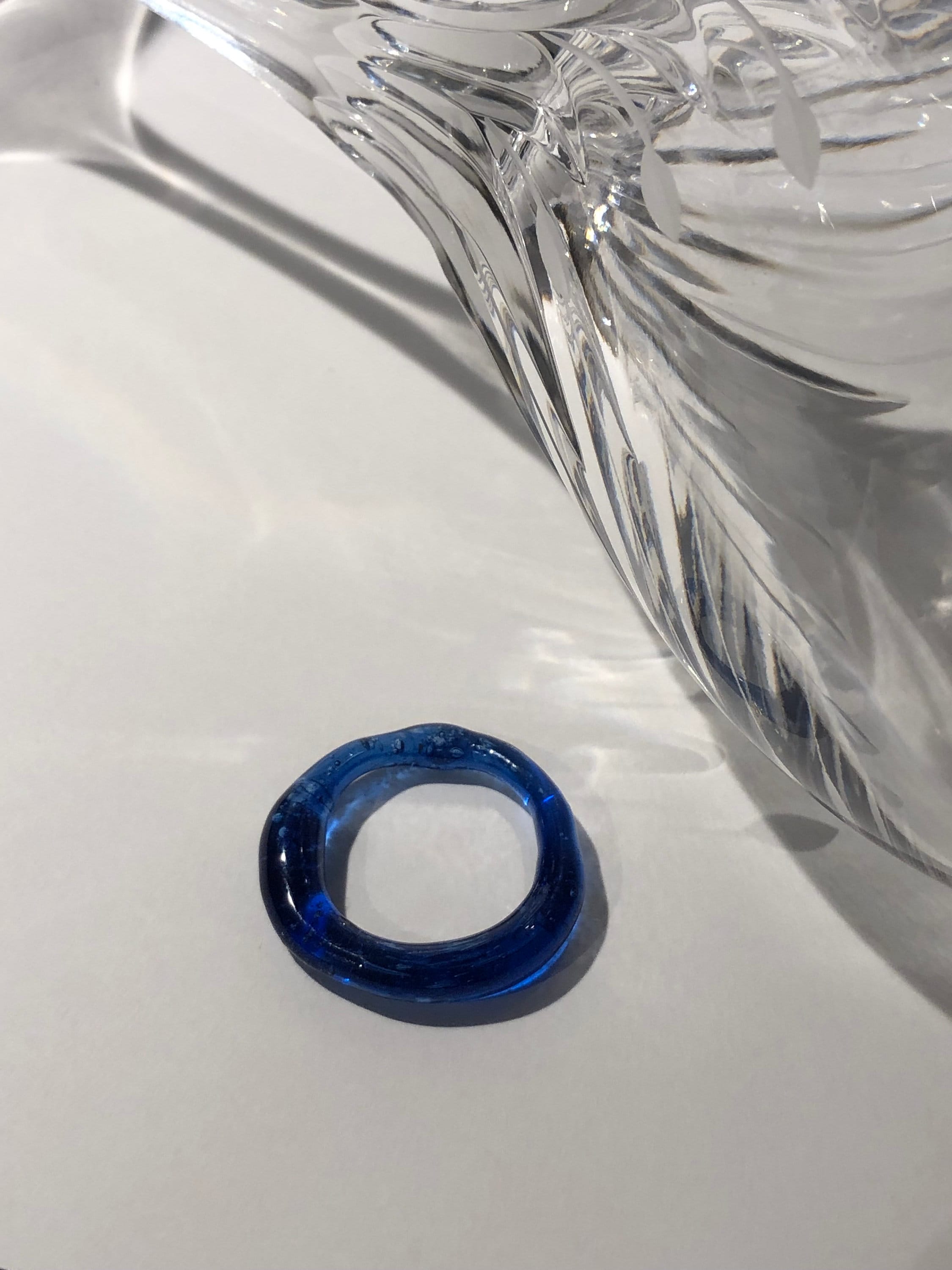 Deep Blue Glass Ring Sleek Minimalist Borosilicate Jewelry, Artisan ...