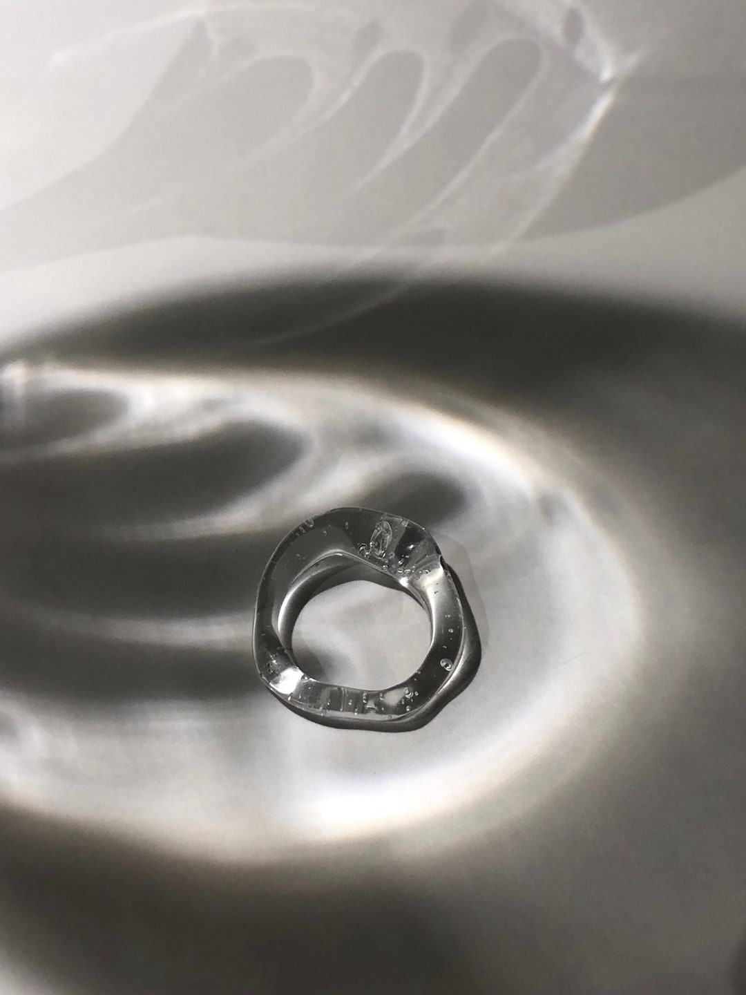 Clear Glass Ring - Sleek Minimalist Borosilicate Jewelry, Artisan ...