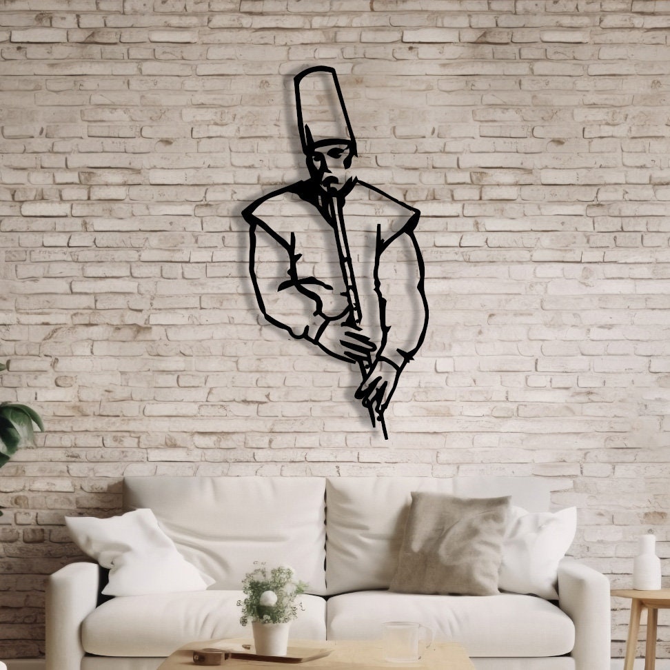 Sufi Playing Ney Metal Wall Art, Islamic Wall Art, Sufî Dervish Wall ...