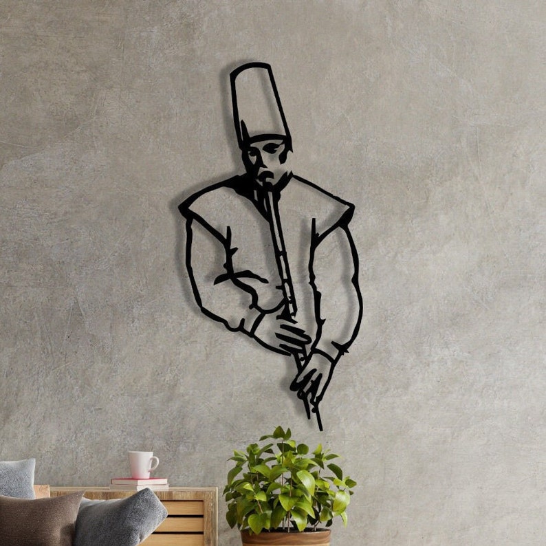 Sufi Playing Ney Metal Wall Art, Islamic Wall Art, Sufî Dervish Wall ...