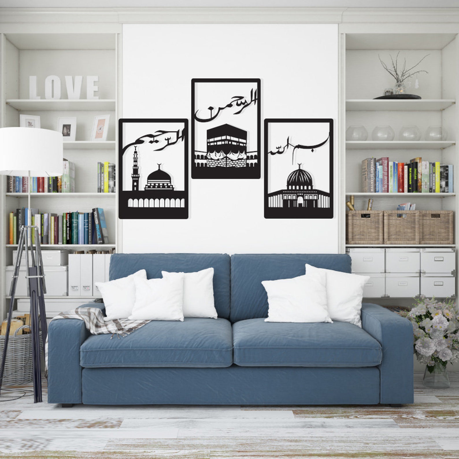 Kaaba,masjid Nabawi,masjid Al-aqsa Metal Wall Art, Masjid Wall Decor ...