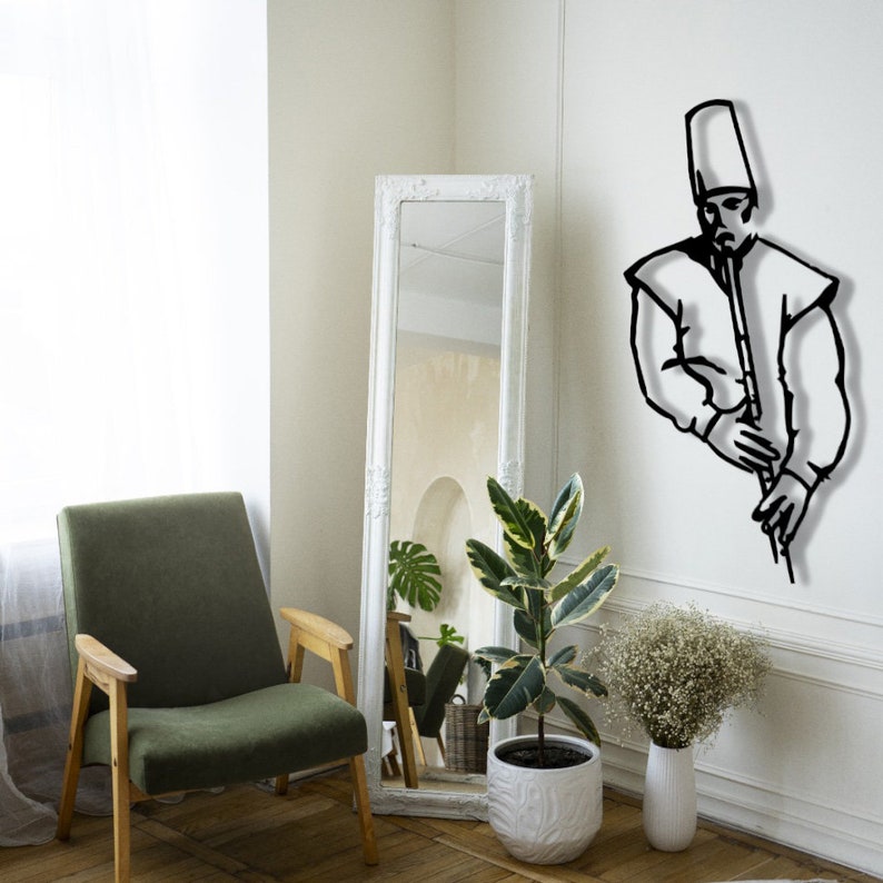Sufi Playing Ney Metal Wall Art, Islamic Wall Art, Sufî Dervish Wall ...