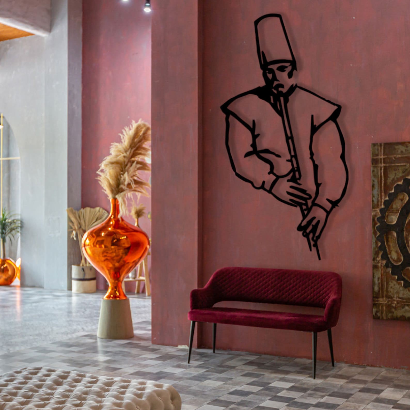 Sufi Playing Ney Metal Wall Art, Islamic Wall Art, Sufî Dervish Wall ...