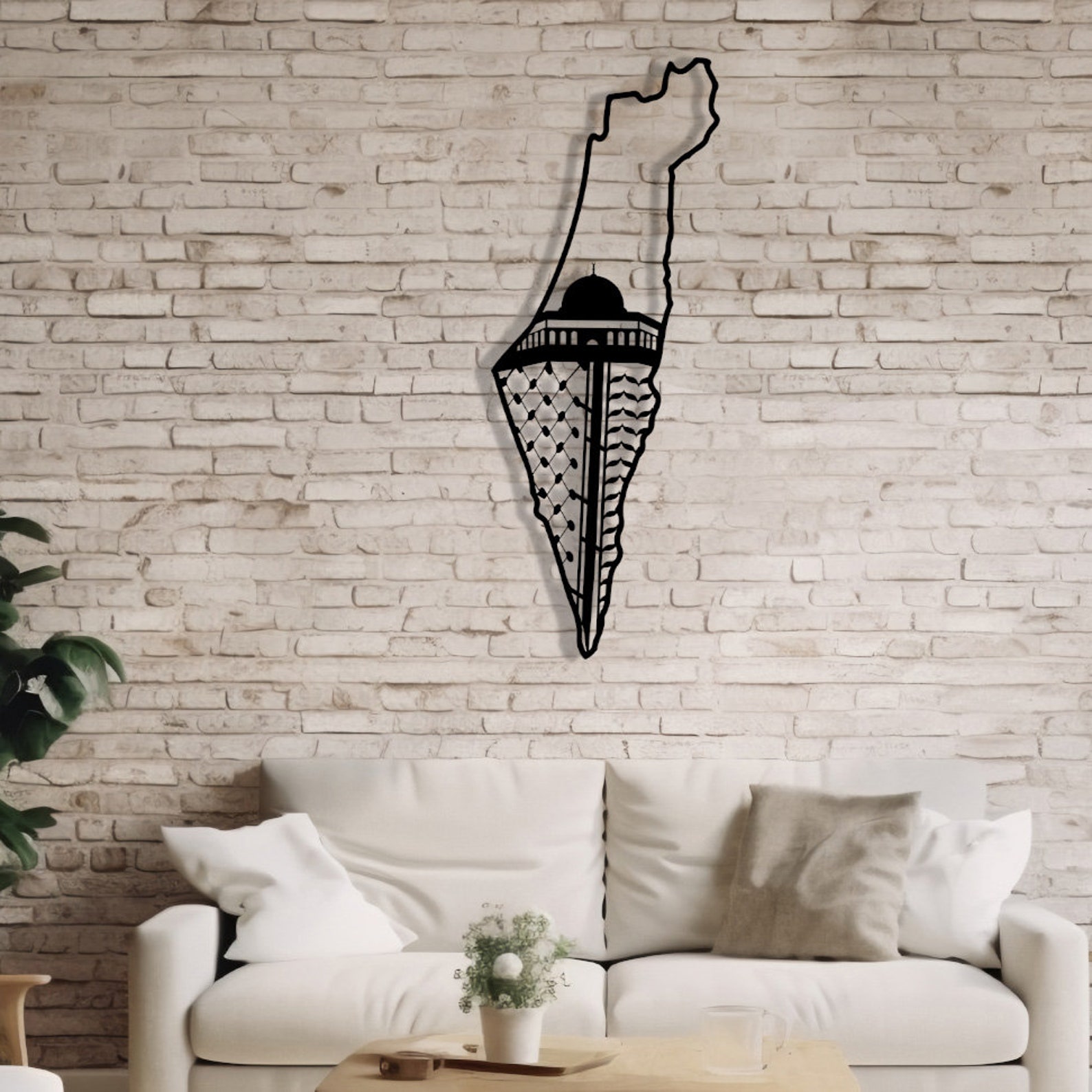 Palestine Map With Keffiyeh Metal Wall Art, Islamic Wall Art, Islamic ...