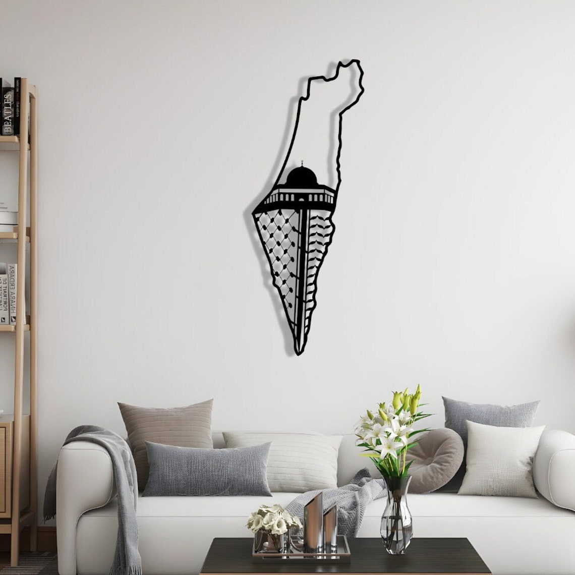 Palestine Map With Keffiyeh Metal Wall Art, Islamic Wall Art, Islamic ...