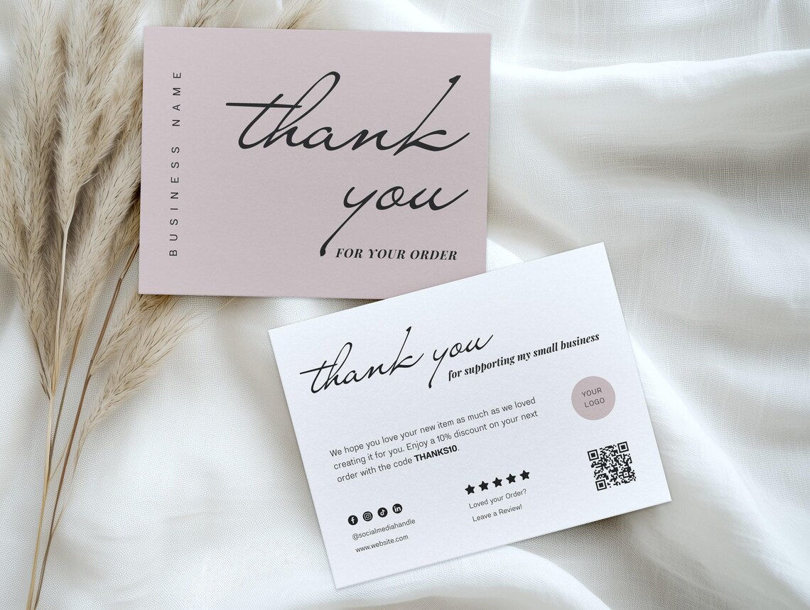 Pink Business Thank You Card Template, Minimal, Thanks for Your ...