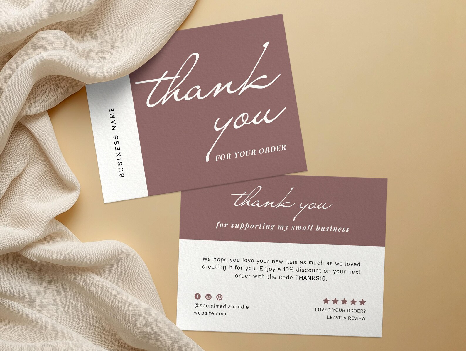 Editable Business Thank You Card Template | Printable Purchase Insert ...