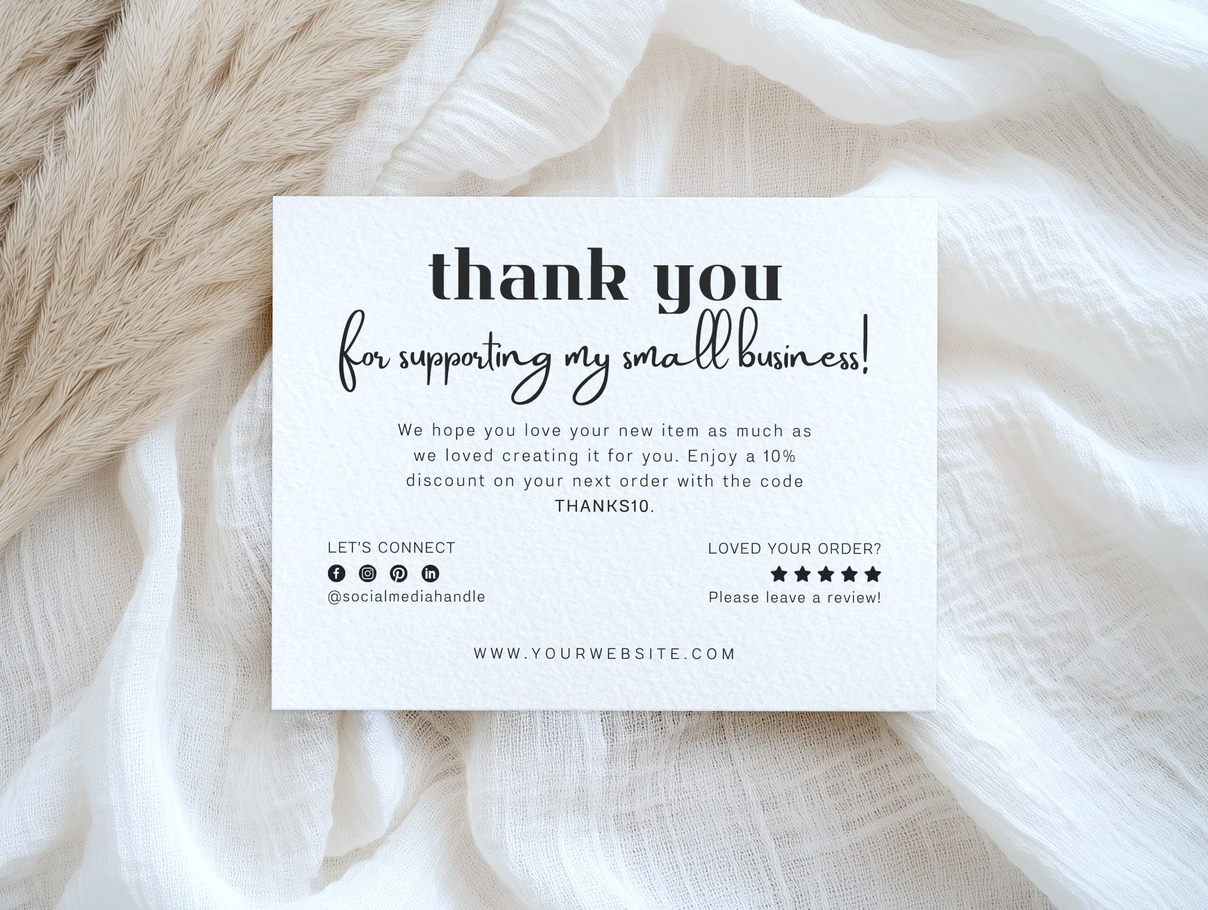 Editable Business Thank You Card Template, Minimalist, Thanks for Your ...