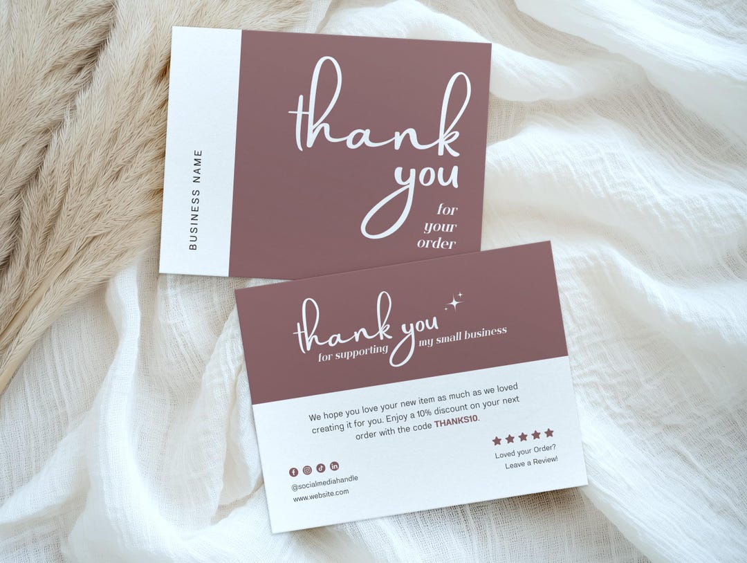 Editable Business Thank You Card Template, Minimalist, Thanks for Your ...