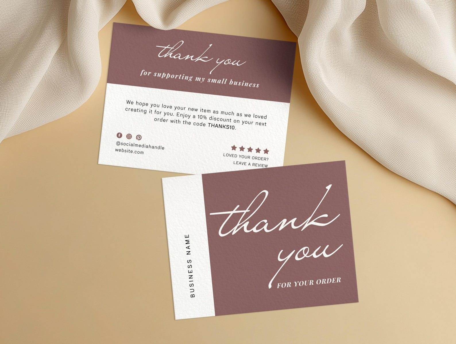 Editable Business Thank You Card Template | Printable Purchase Insert ...
