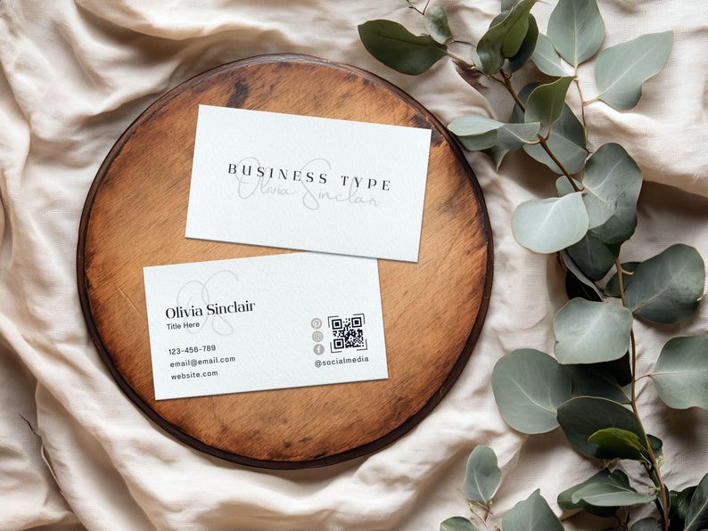 Editable Business Card Template, Qr Code, Canva Template, Printable ...