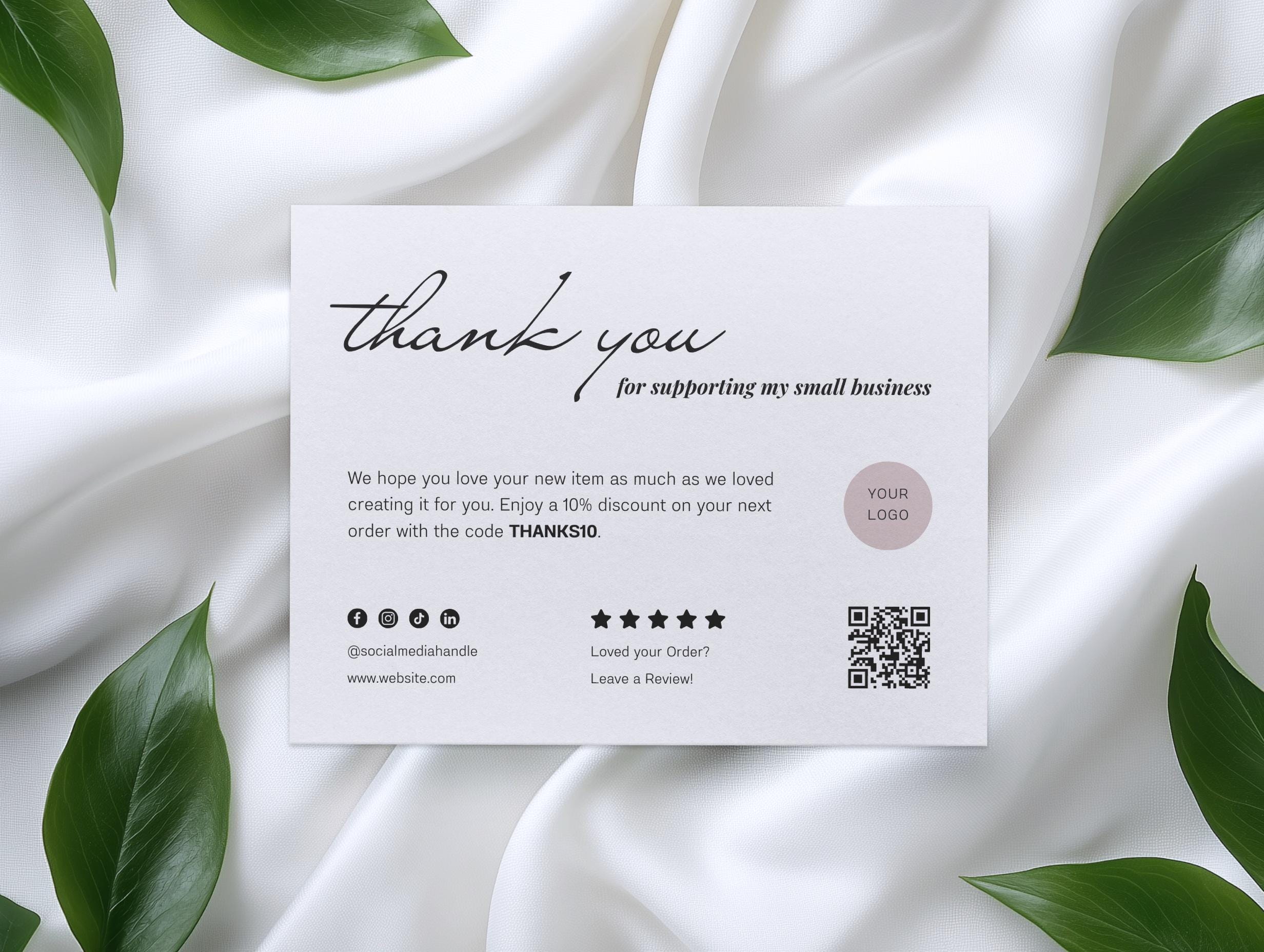Pink Business Thank You Card Template, Minimal, Thanks for Your ...