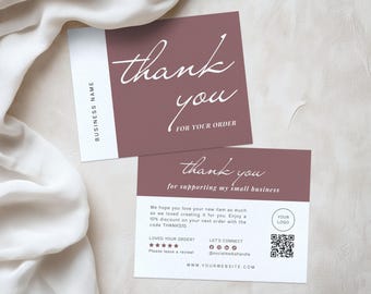Editable Business Thank You Card Template Printable Purchase Insert ...