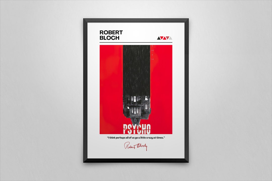 Psycho Robert Bloch Minimalist Book Poster Custom Book Poster Wall Art ...