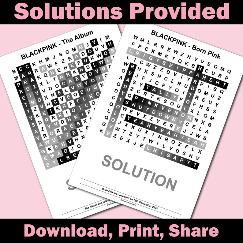 BLACKPINK Albums Printable Word Searches - Etsy