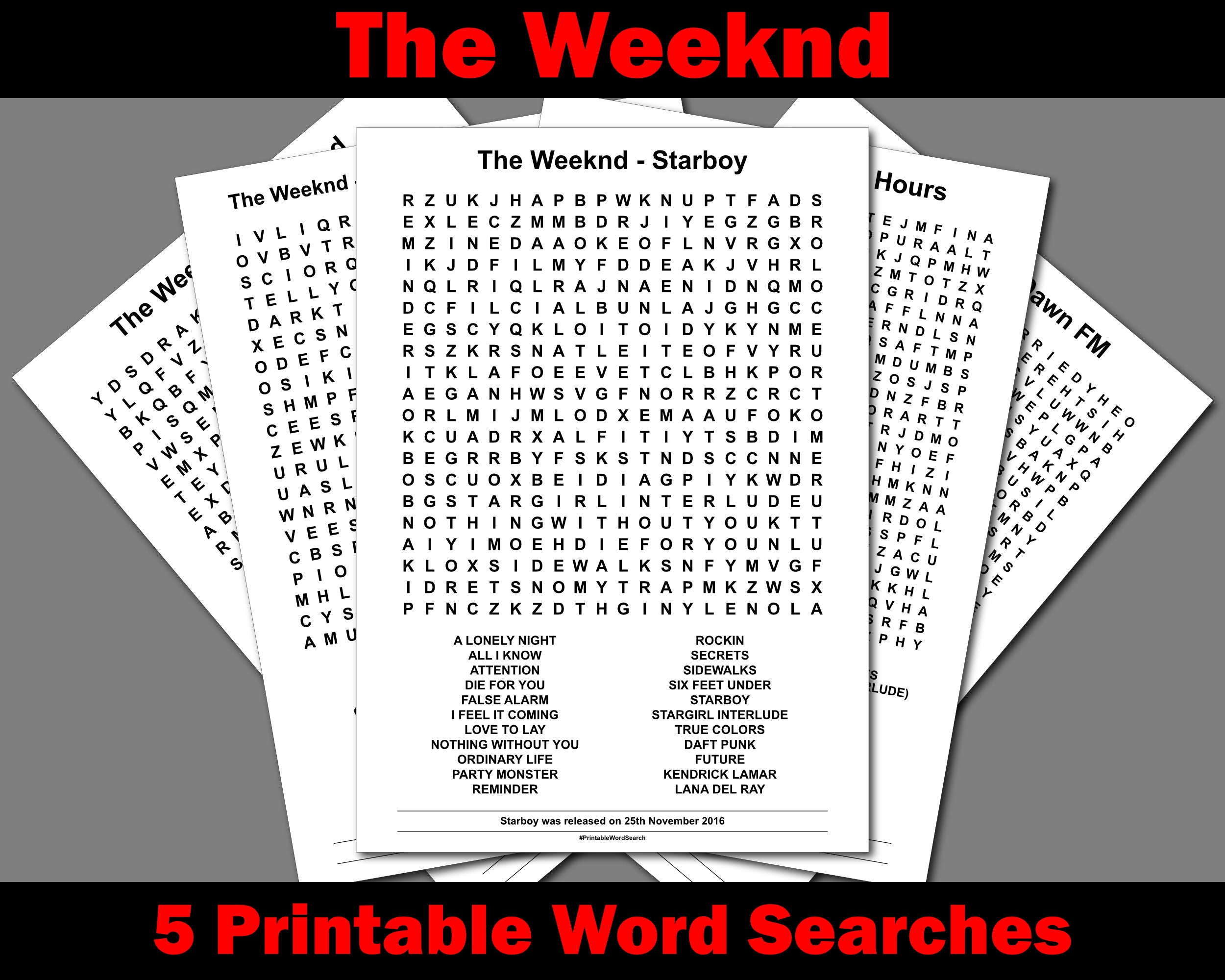 The Weeknd Albums Printable Word Searches - Etsy