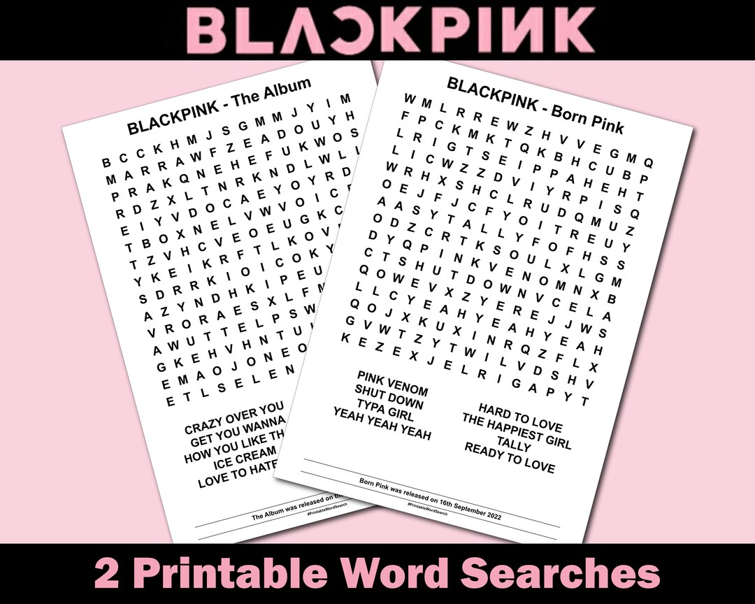 BLACKPINK Albums Printable Word Searches - Etsy
