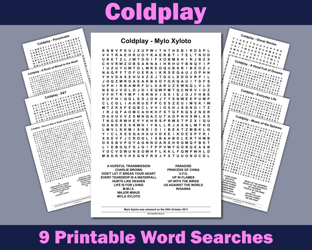 Coldplay Albums Printable Word Searches - Etsy