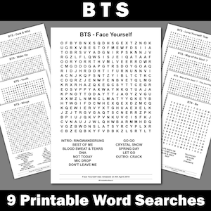 BTS Albums Printable Word Searches - Etsy