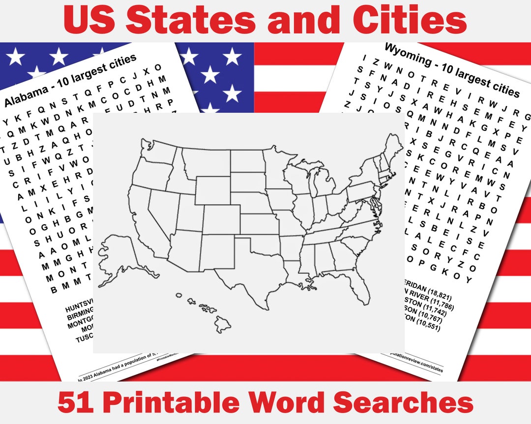 US States and Cities Word Searches. 51 Puzzles Covering All 50 States ...