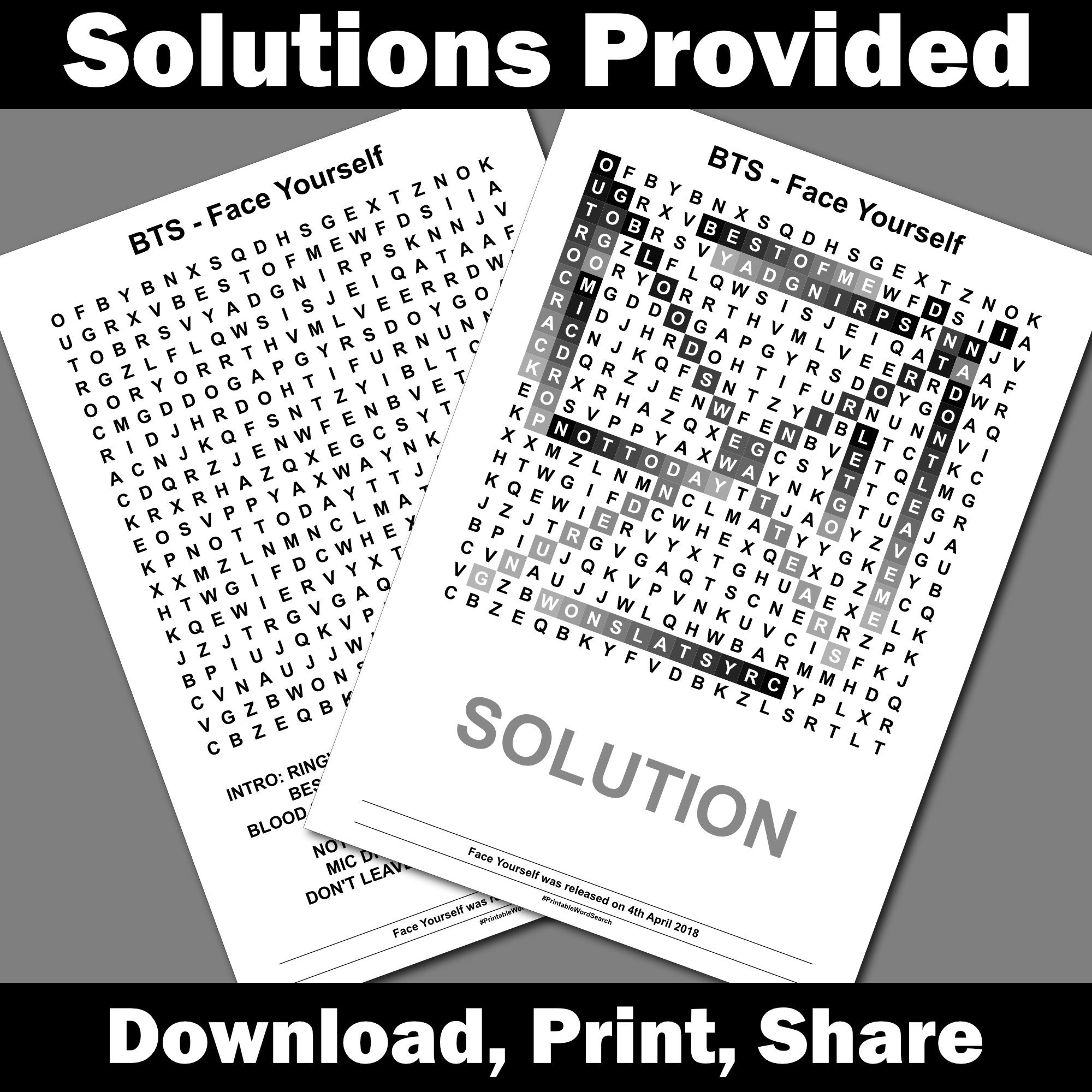 BTS Albums Printable Word Searches - Etsy