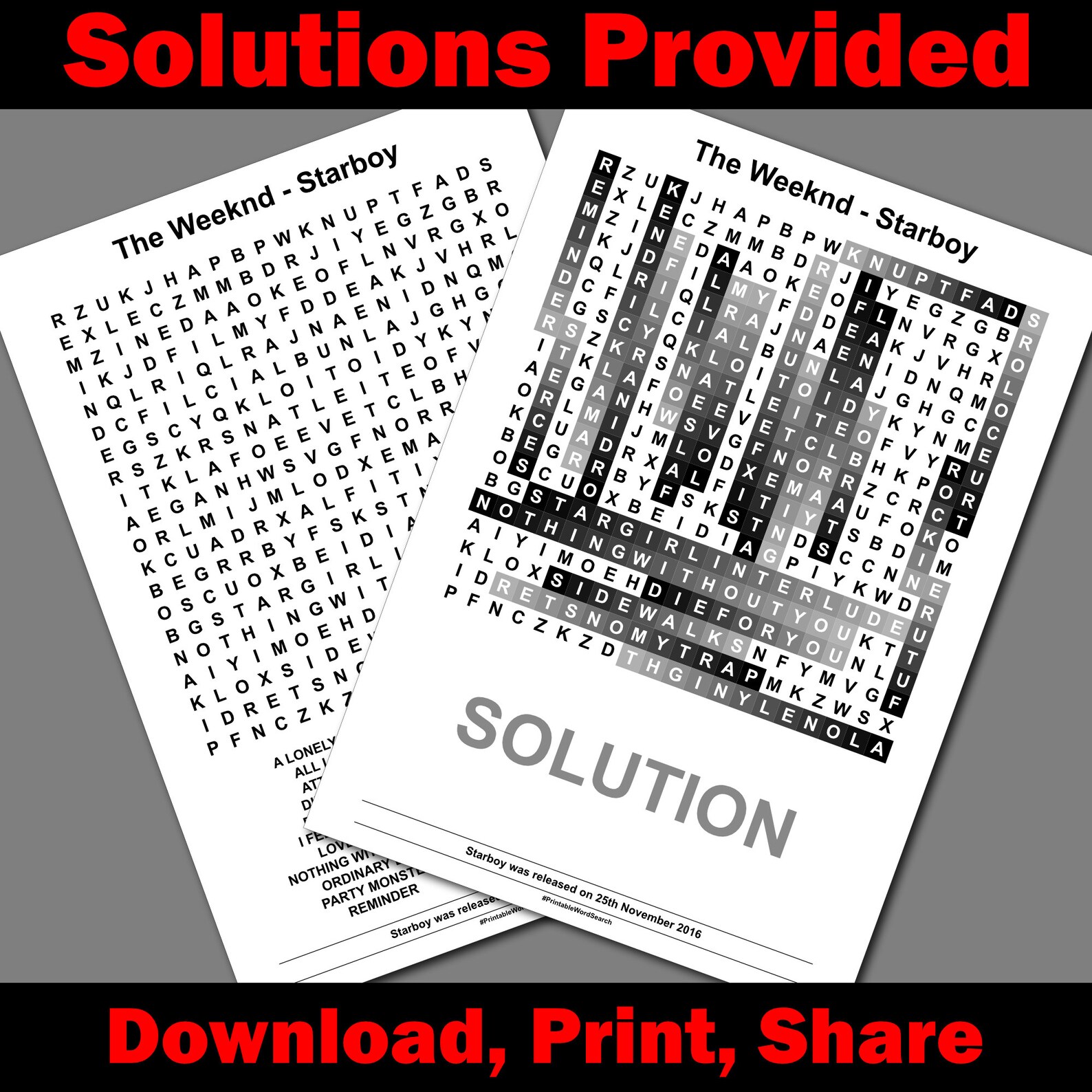 The Weeknd Albums Printable Word Searches - Etsy