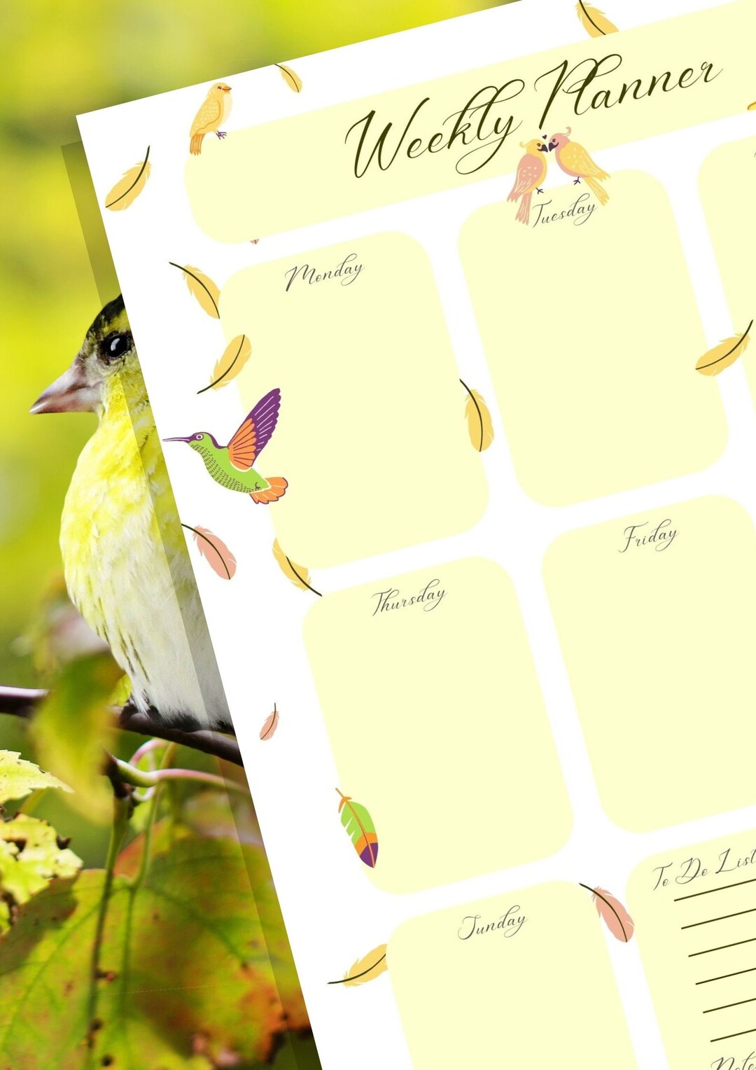 Weekly Planner BIRDS FRIENDS printable - Etsy