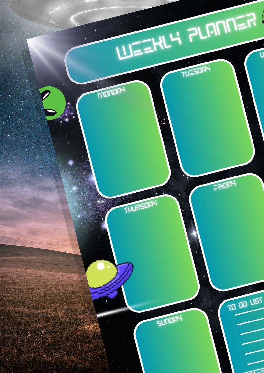 Weekly Planner ALIEN printable - Etsy