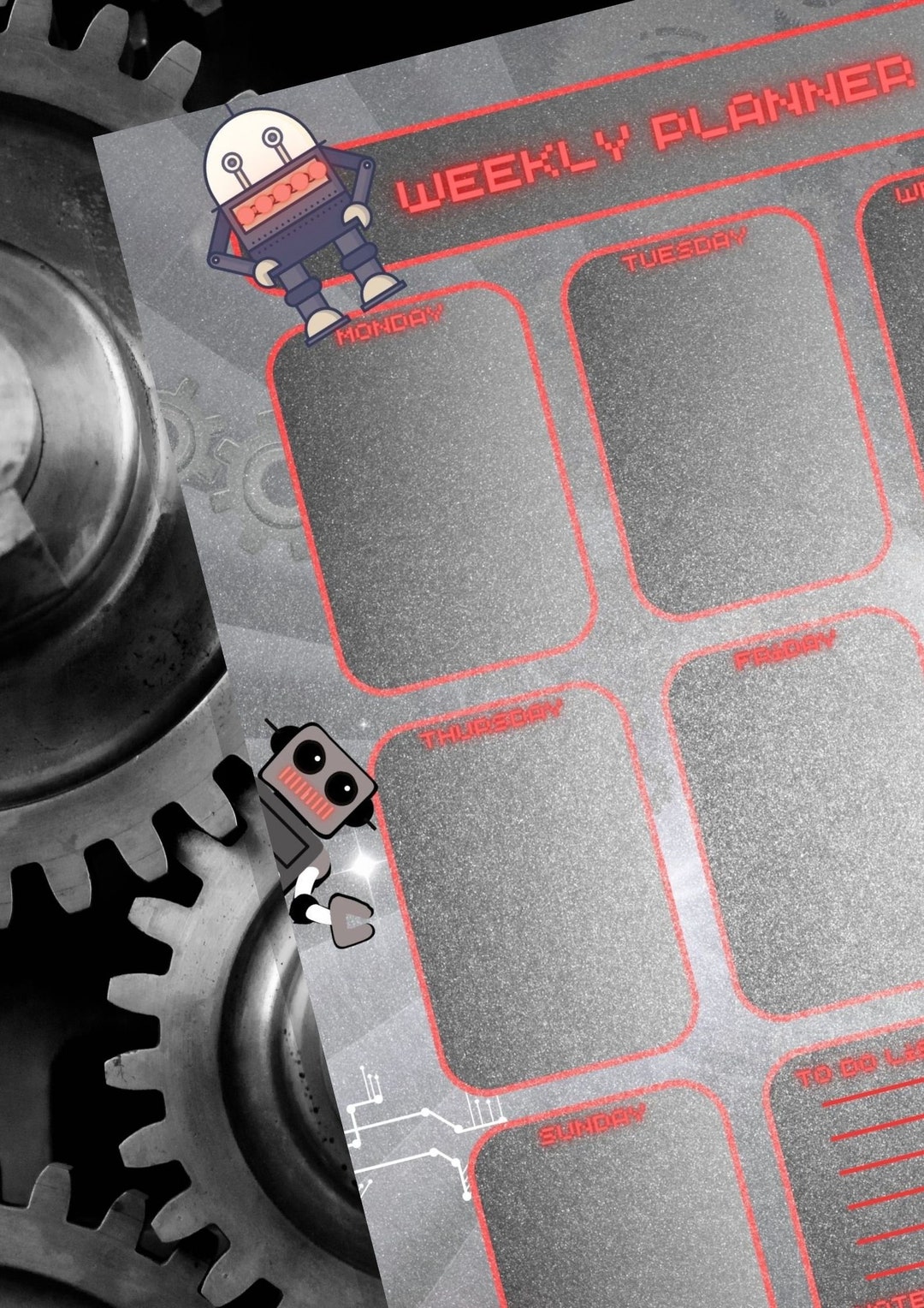 Weekly Planner ROBOT printable - Etsy