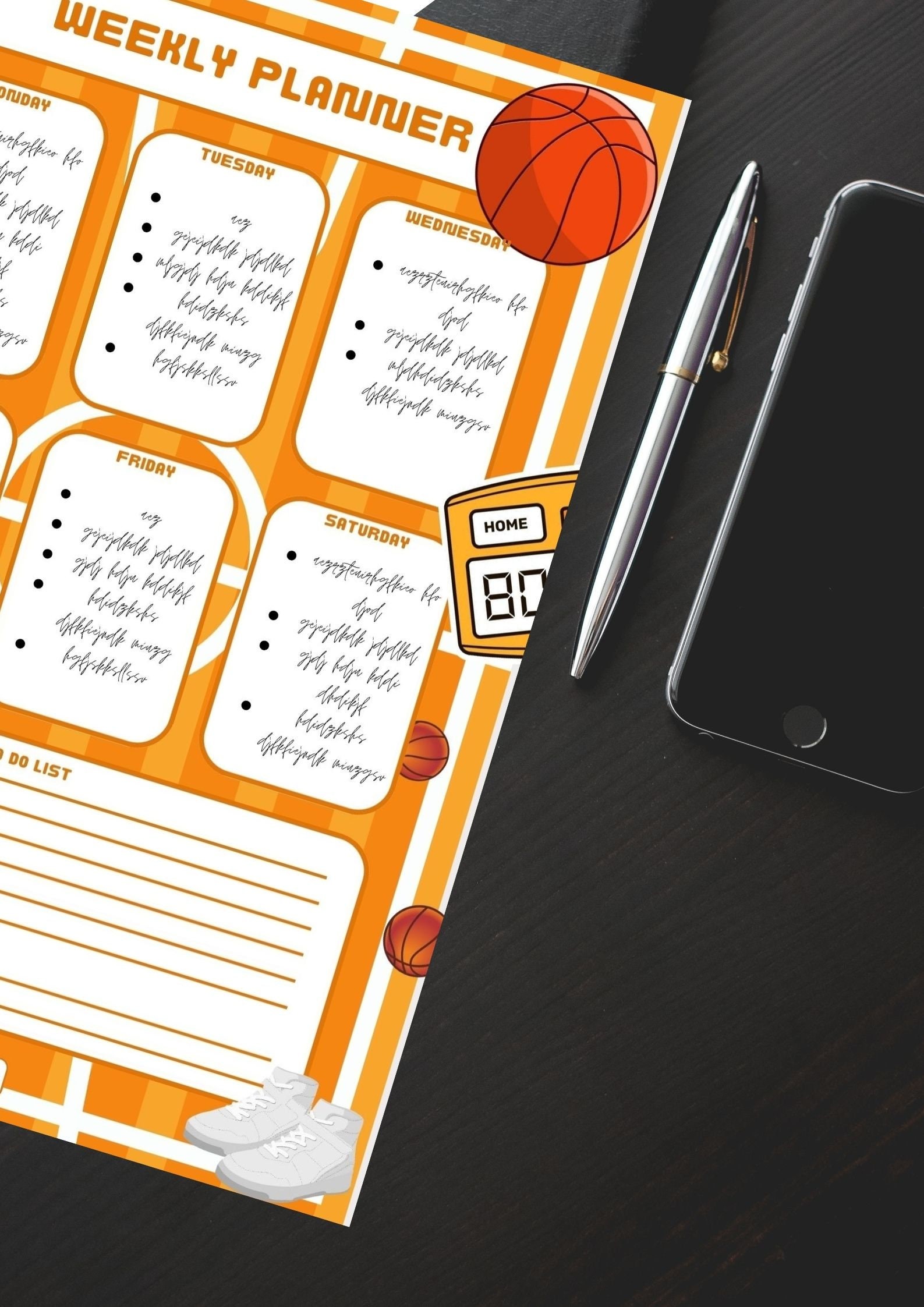 Weekly Planner BASKETBALL printable - Etsy