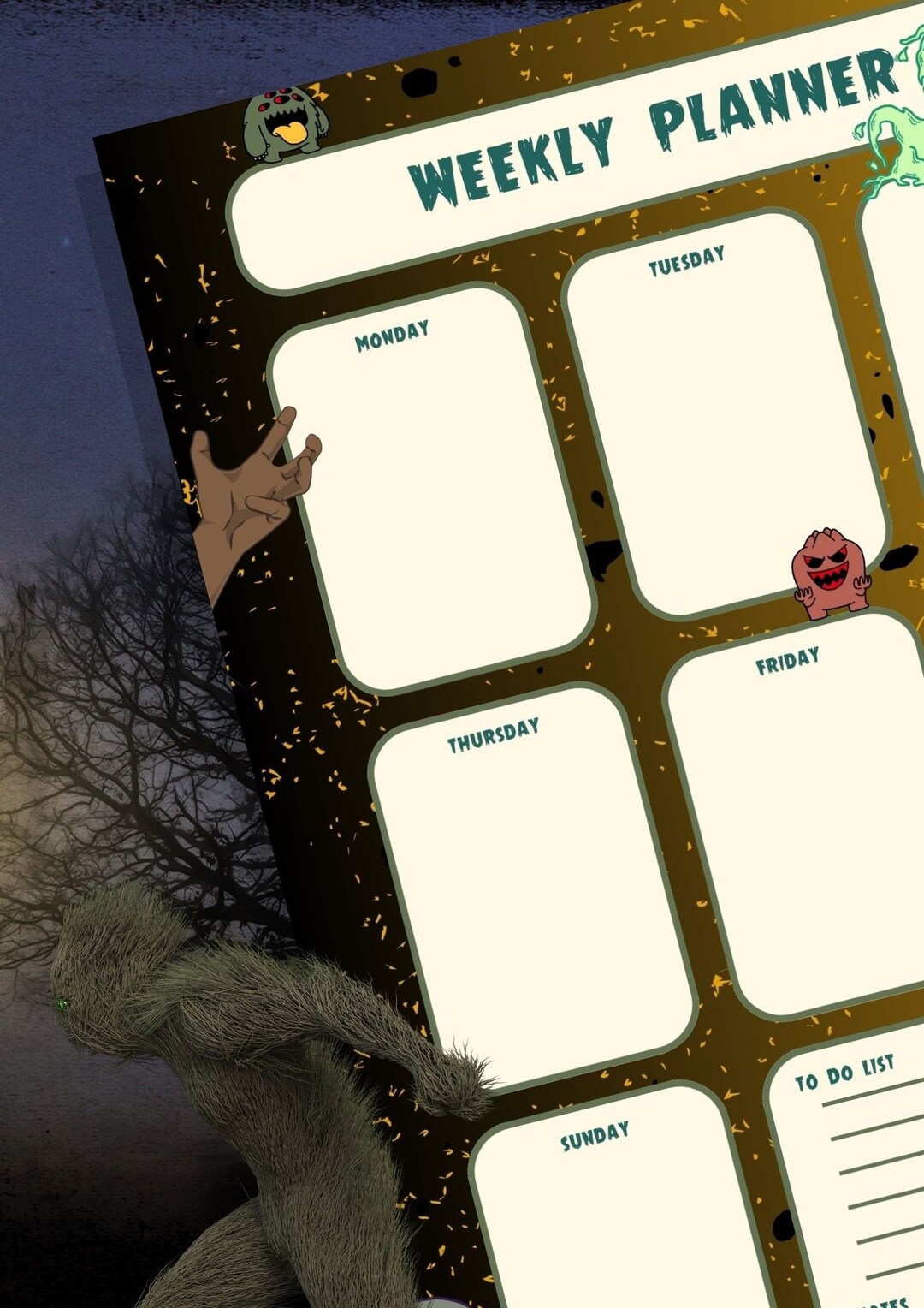 Weekly Planner MONSTER printable - Etsy