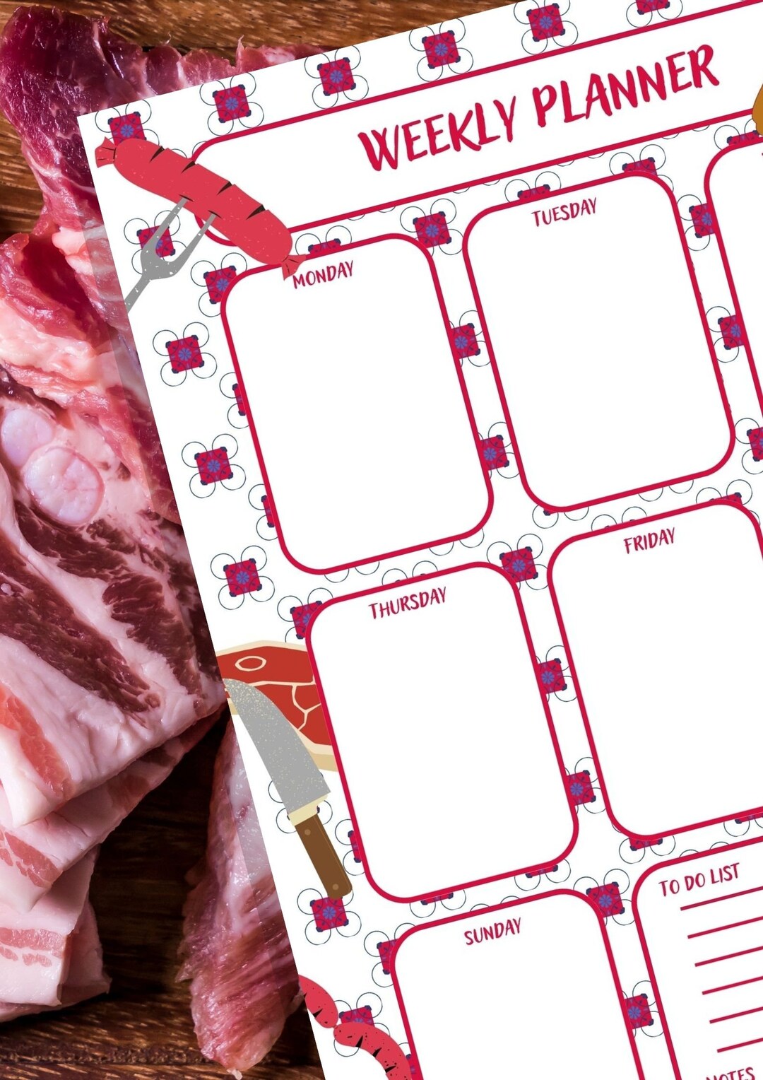 Weekly Planner BUTCHER printable - Etsy