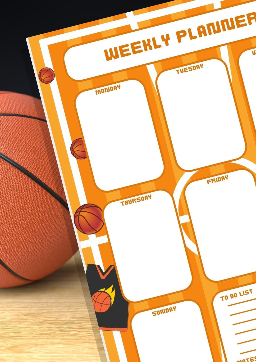 Weekly Planner BASKETBALL printable - Etsy