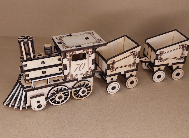 DIY Wooden Steam Train – Digital File for Laser Cutter (3 Mm, SVG/DXF ...