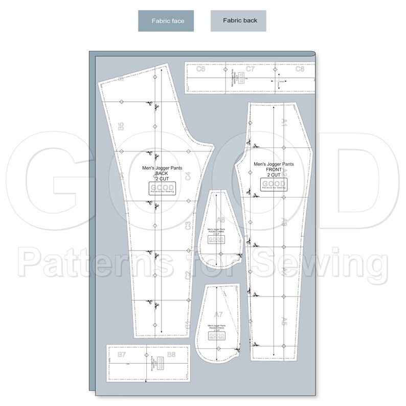 Men’s Joggers Sewing Pattern PDF | Sizes S-M-L | US Letter and A4 ...