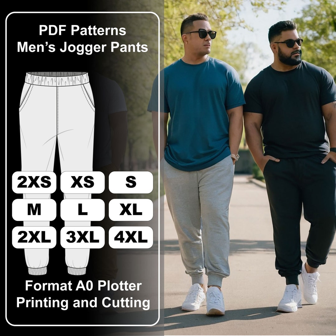 Men’s Joggers Sewing Pattern | PDF Instant Download | Sizes 2XS-4XL (9 ...