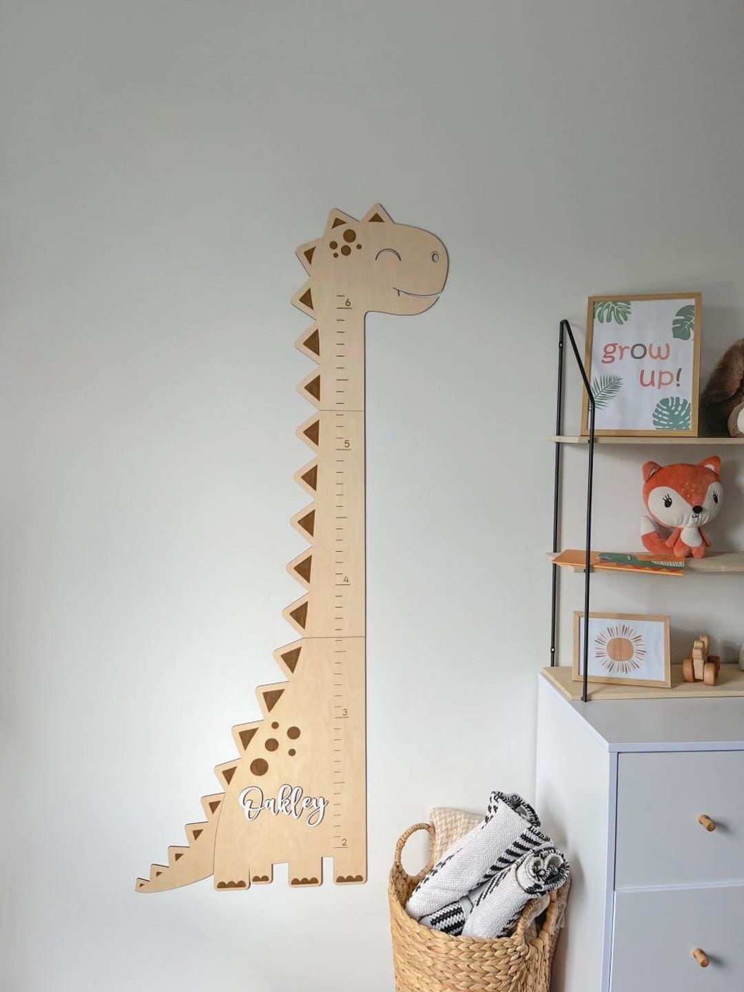 Dinosaur Growth Chart Kids Growth Chart Wooden Nursery Decor ...