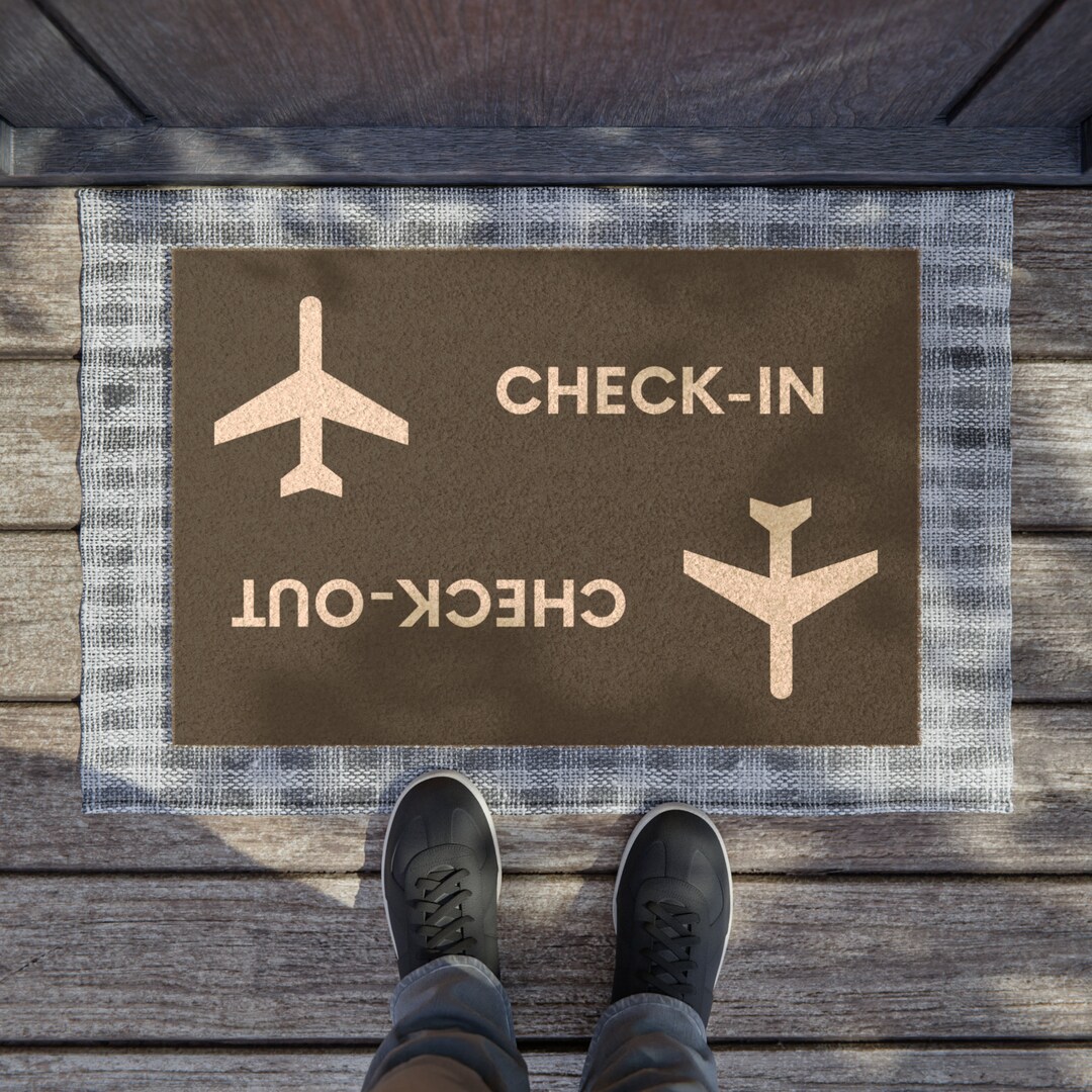 Check-in Check-out Doormat Aviation Gift Housewarming Rug Front Door ...