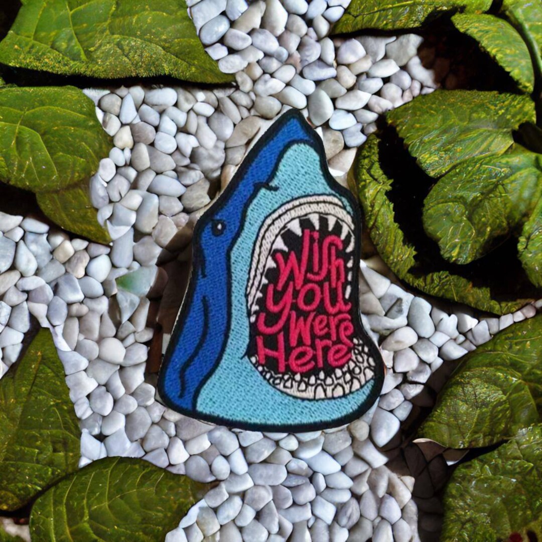 Creative Shark Embroidered Patch Cartoon Lettering Design for Clothes ...