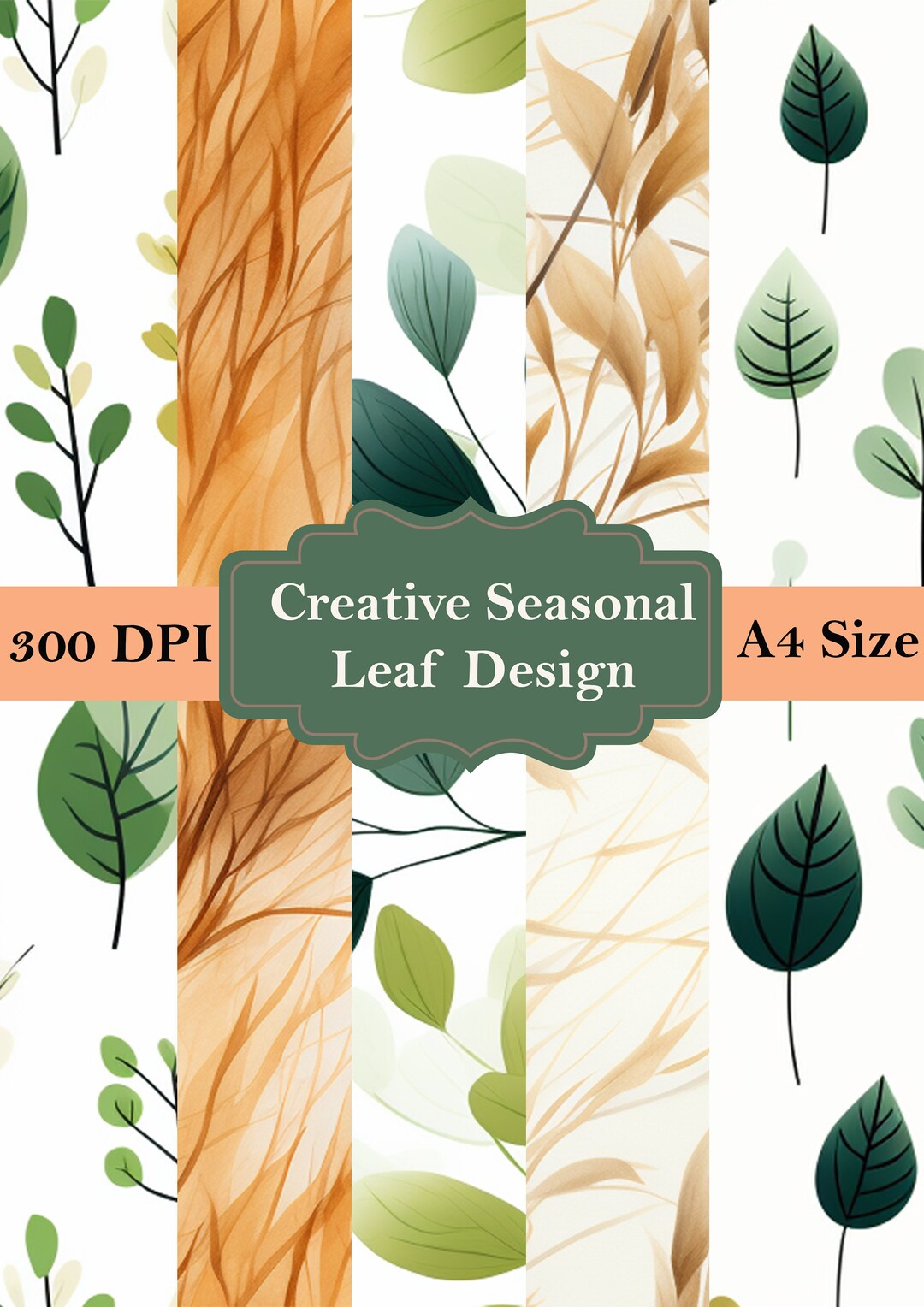 Lush Foliage Delight: Digital Papers With Varied Leaf Patterns for ...