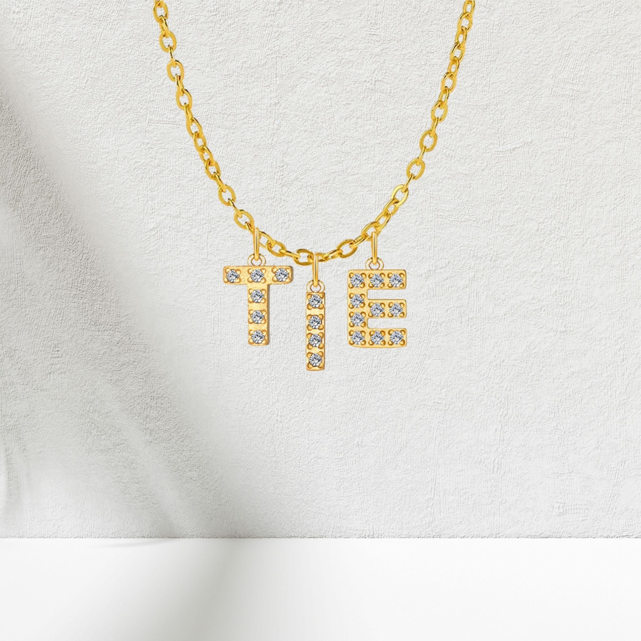 Personalized Pave Diamond Letter Necklace Diamond Encrusted Custom ...