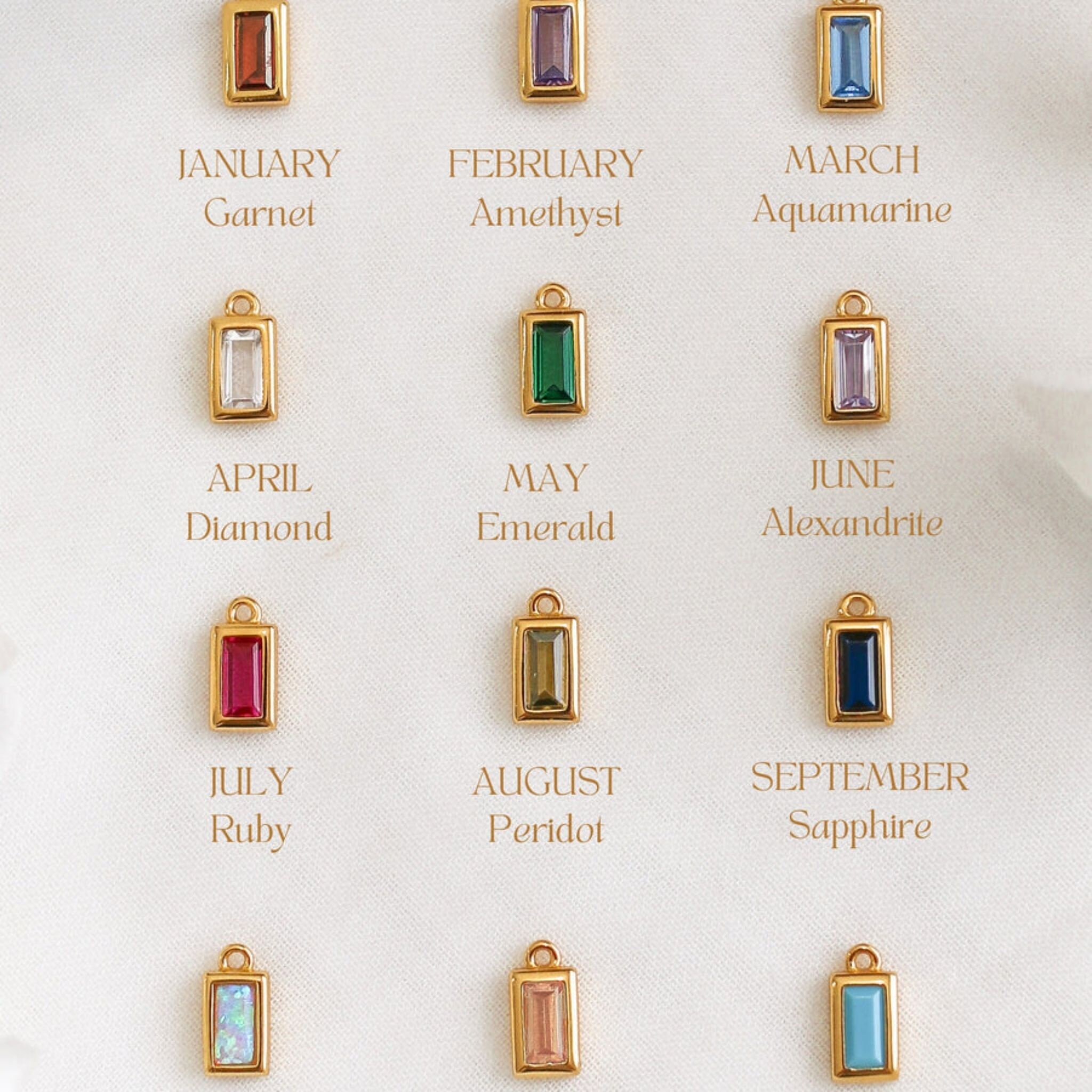 Personalized Birth Flower Birthstone Necklace, Custom Dainty Gemstone ...