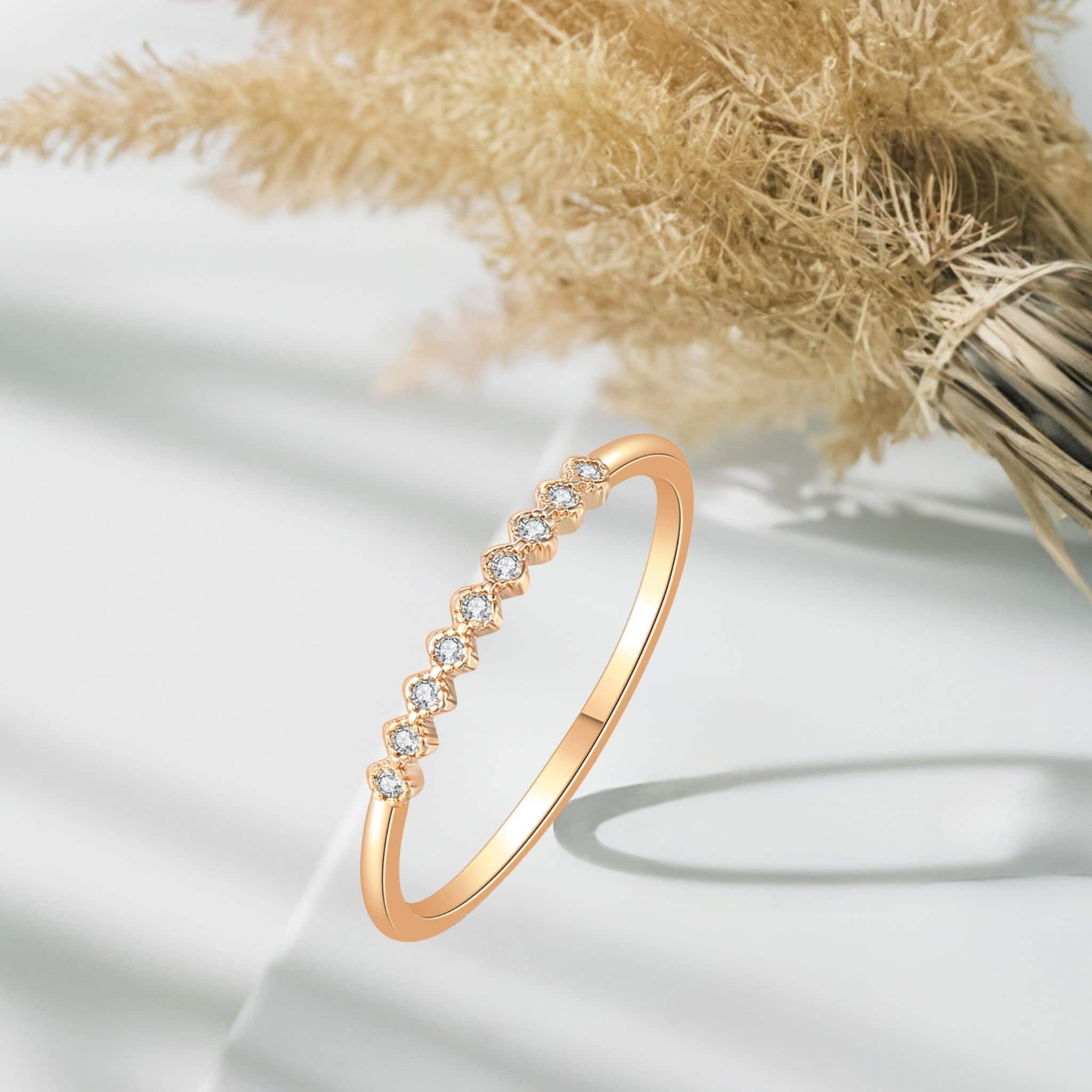 Elegant and Unique Micro-embroidered Thin Gold Plated Women's Ring A ...